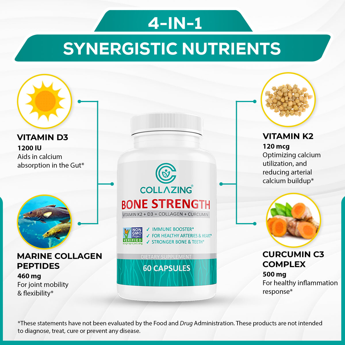 Bone Strength Vitamin K2 And D3 With Marine Collagen And Curcumin 6